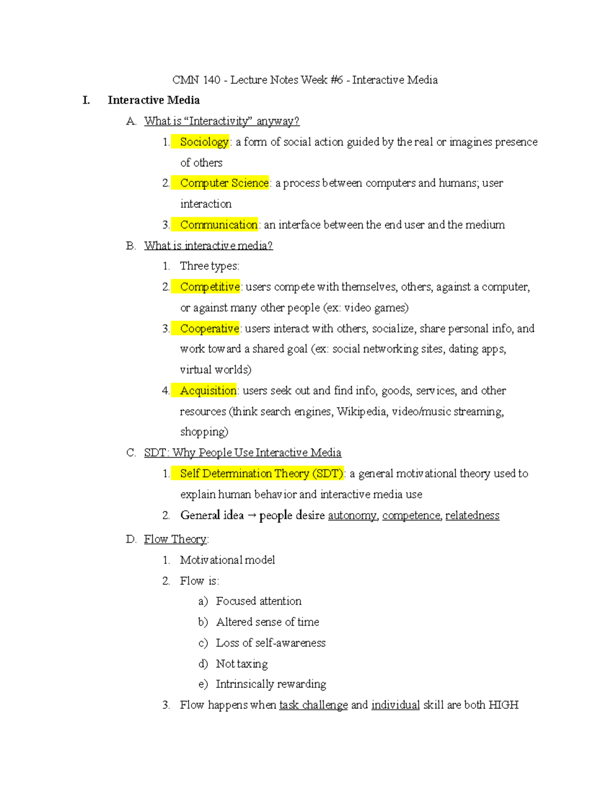 CMN 140 - Lecture Notes Week #6 - Interactive Media - CMN 140 - Lecture ...