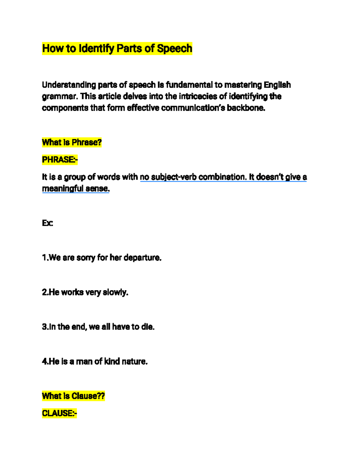Identify Parts of Speech - How to Identify Parts of Speech ...