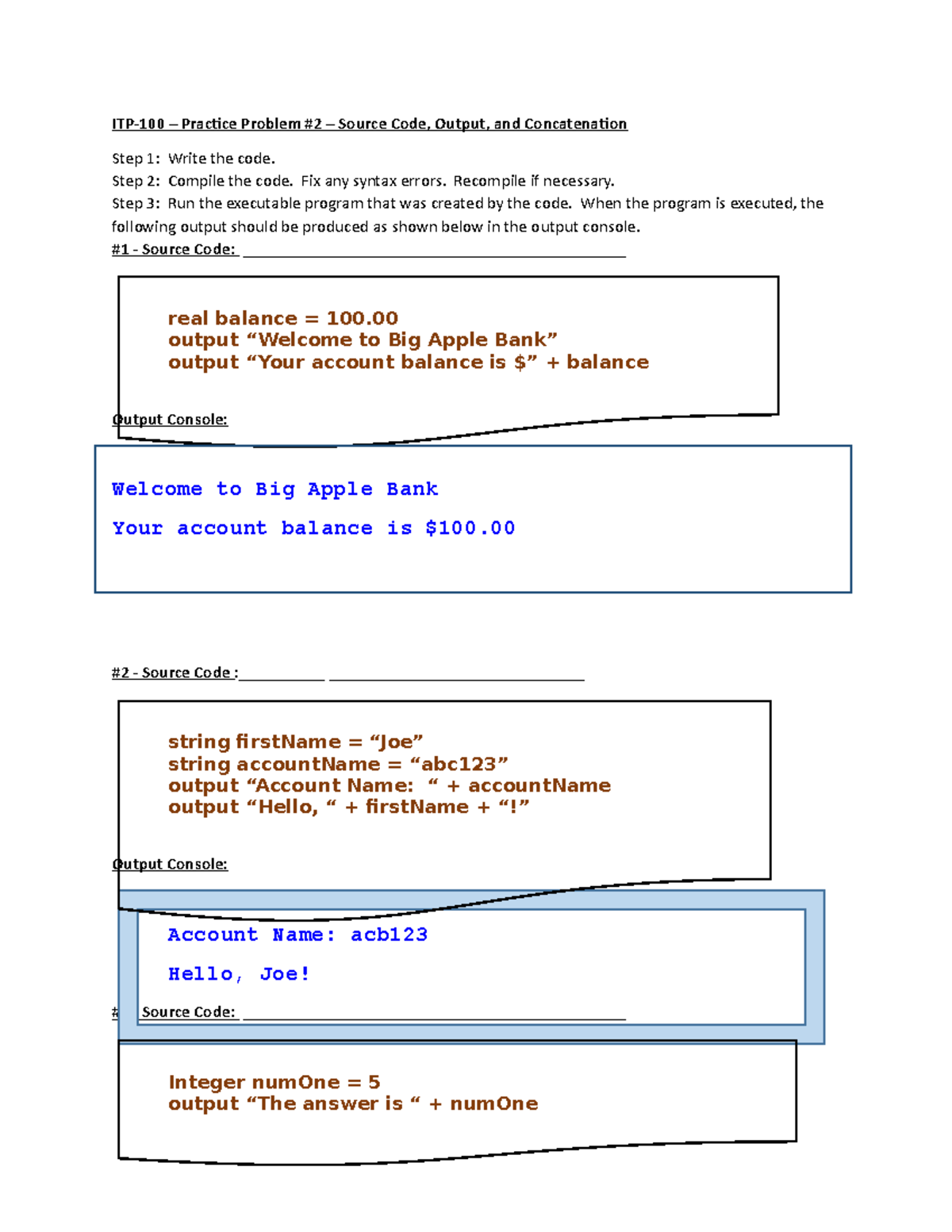 Prac Prob#02 - Code & Output - ITP-100 – Practice Problem #2 – Source ...