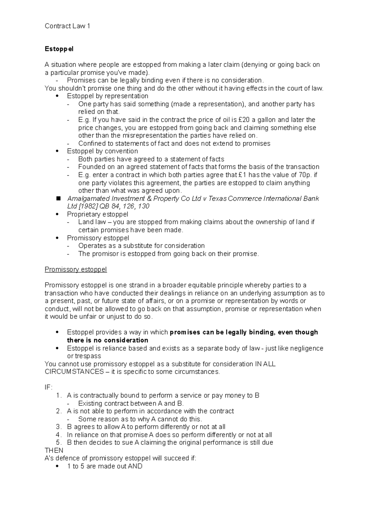 Estoppel - Week 4 - Estoppel A situation where people are estopped from ...