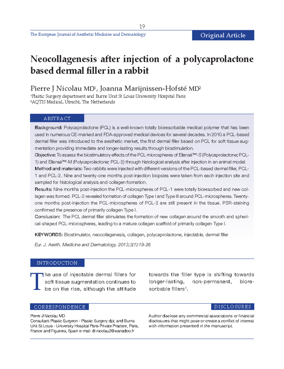 Ellanse 5 histologia - Neocollagenesis after injection of a ...