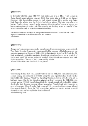 Tutorial 1 Week 2 - Dr. Manique Cooray Faculty of Law, MMU Tutorial 1 (Week 2) Question 1 ...