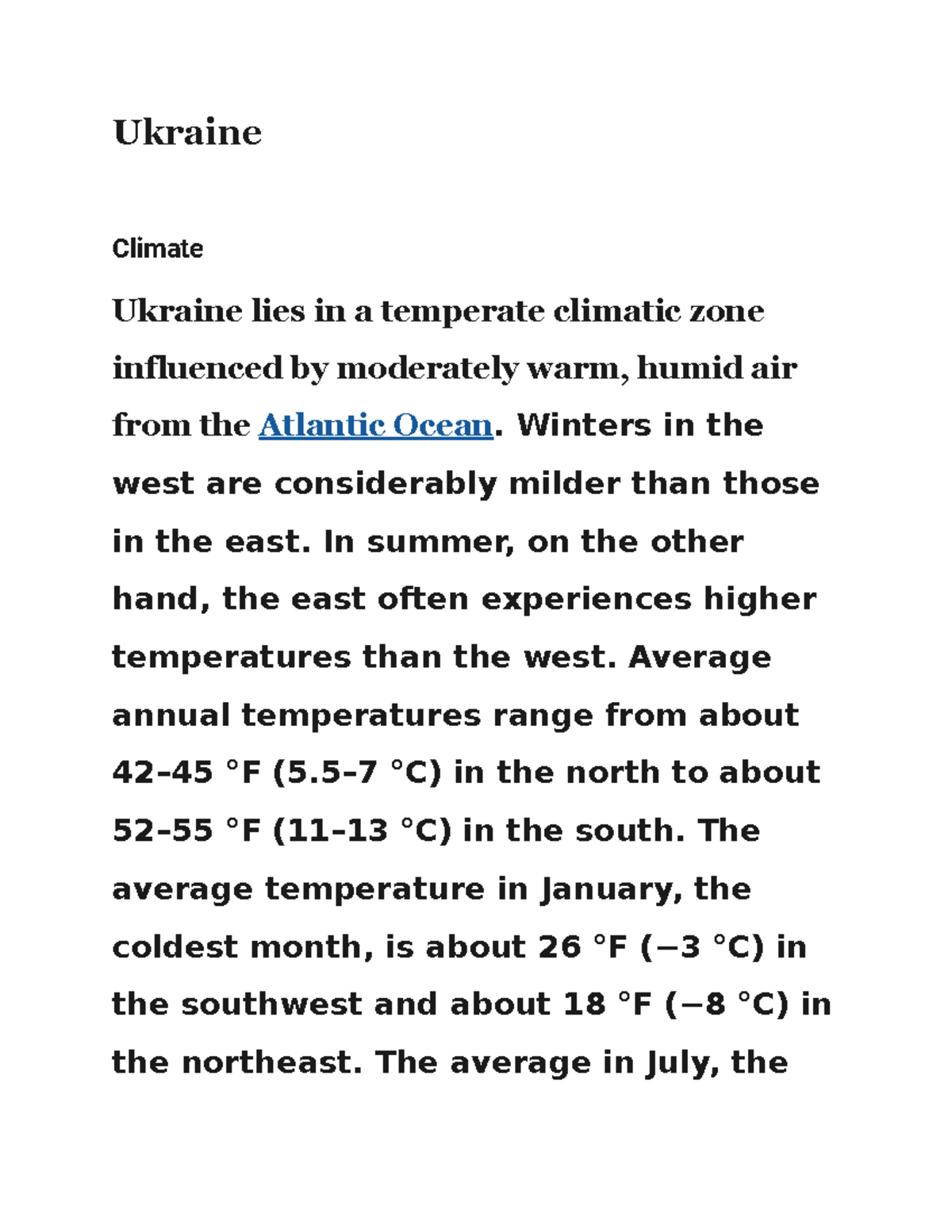 Climate of Ukraine - History and lecture - Ukraine Climate Ukraine lies ...