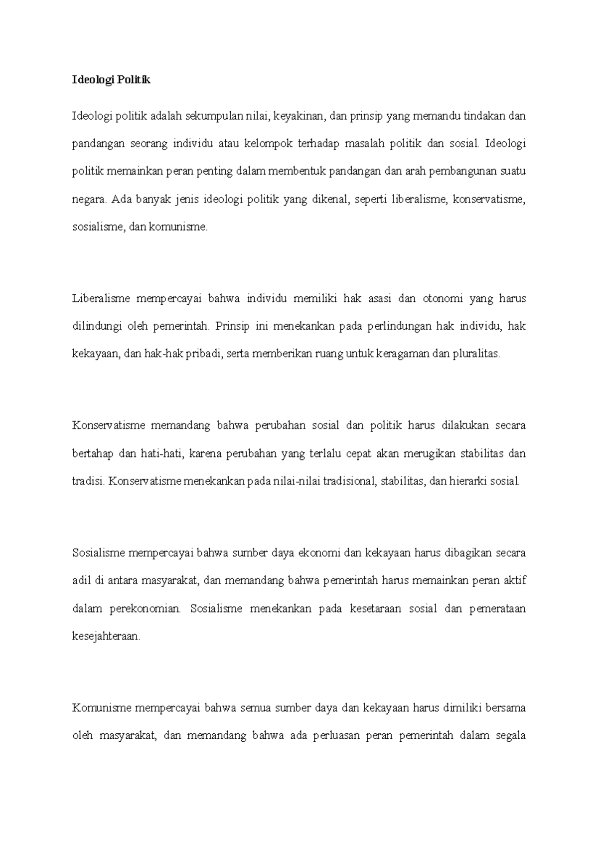 Ideologi Politik Ideologi Politik Ideologi Politik Adalah Sekumpulan Nilai Keyakinan Dan 