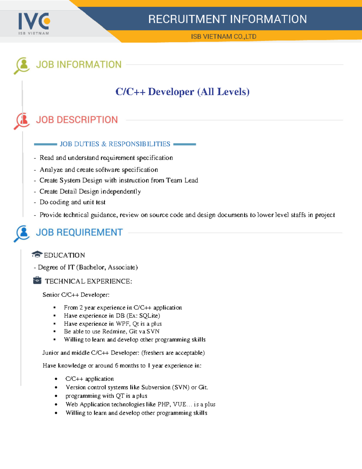 C C Developer All Levels 012021 3 - C/C++ Developer (All Levels) JOB ...