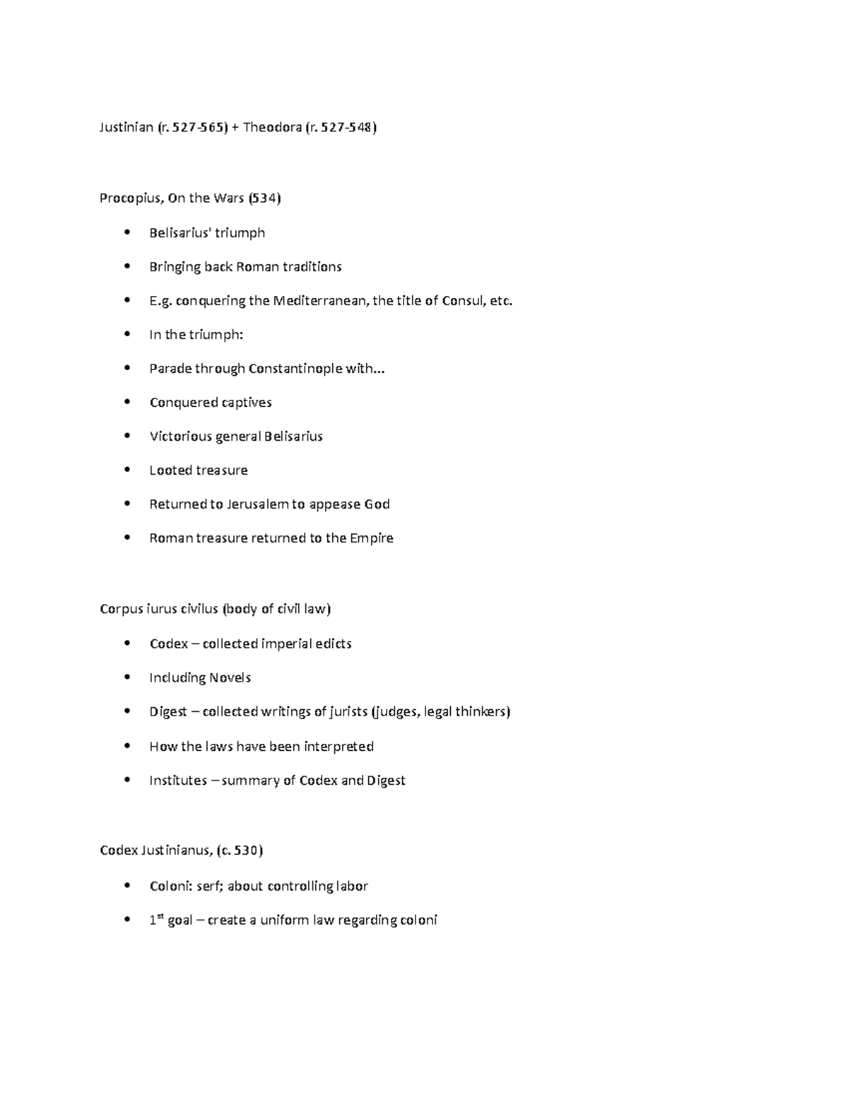 Justinian - 527-565) + Theodora (r. 527-548) Procopius, On the Wars ...