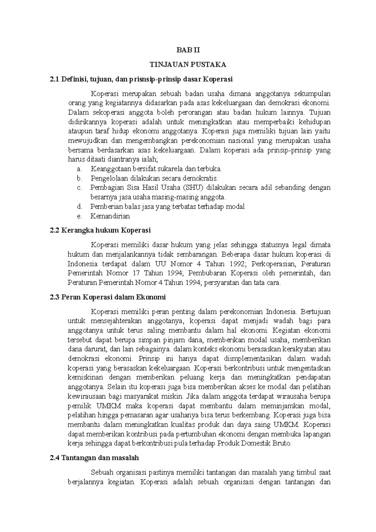 BAB II, tinjauan pustaka koperasi - BAB II TINJAUAN PUSTAKA 2 Definisi ...