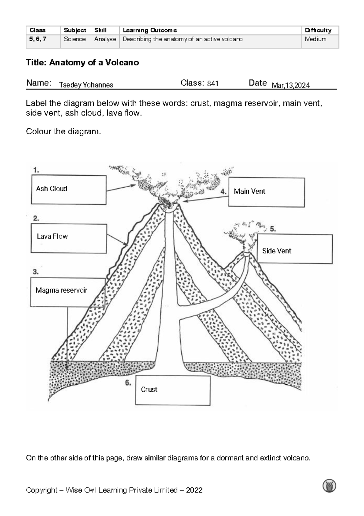 Kworksheet 1 - Science worksheet - Copyright – Wise Owl Learning ...