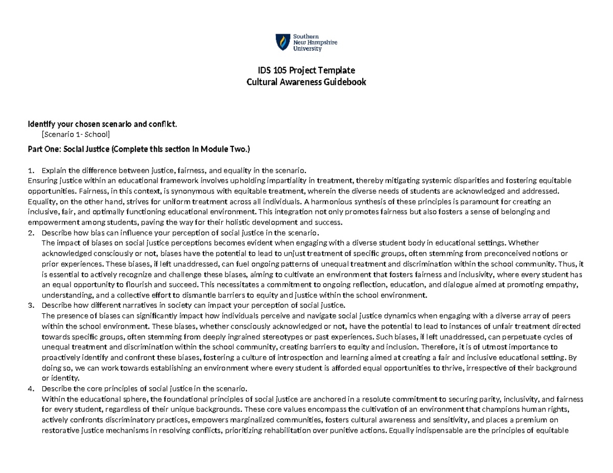 IDS 105 Project (Newest Doc) - IDS 105 Project Template Cultural ...