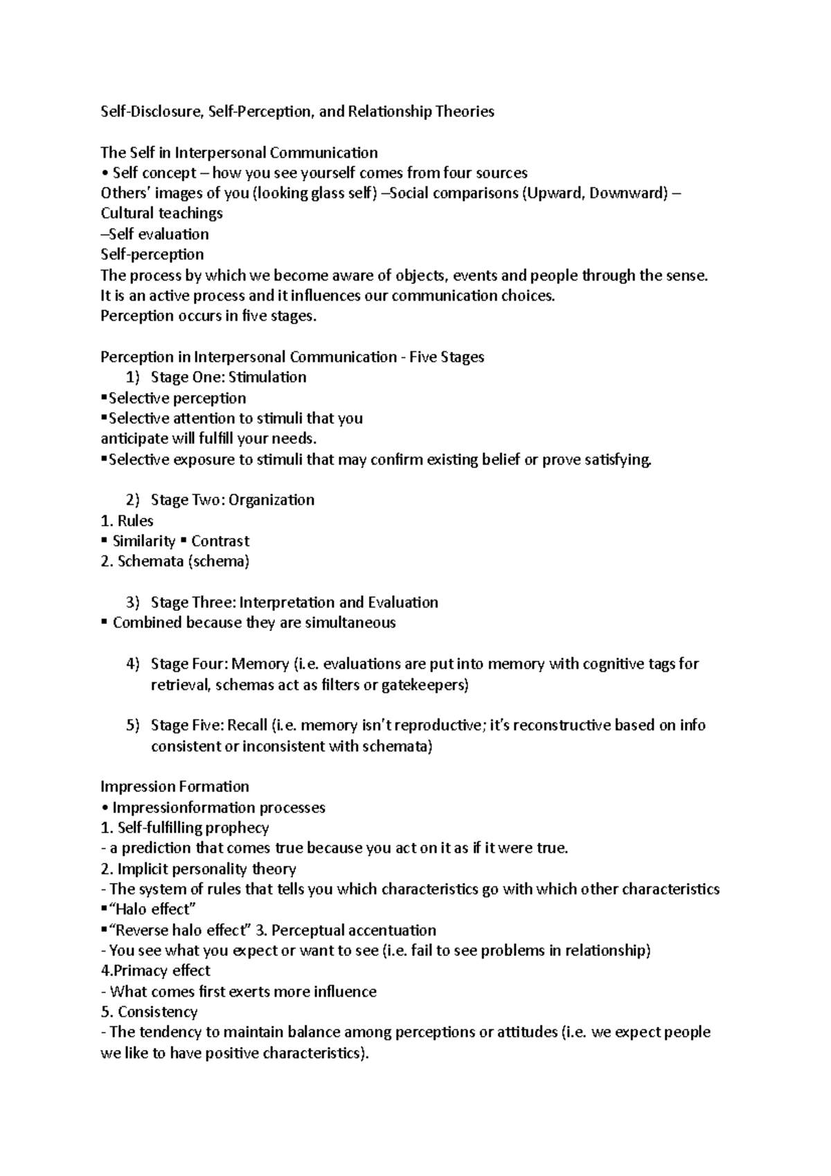 Self-Disclosure, Self-Perception, and Relationship Theories - It is an ...