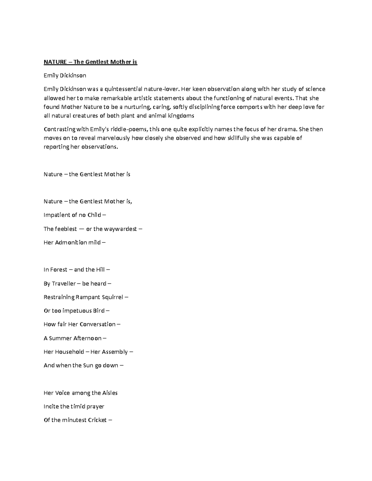 Nature - the gentlest mother is-1 - NATURE – The Gentlest Mother is ...