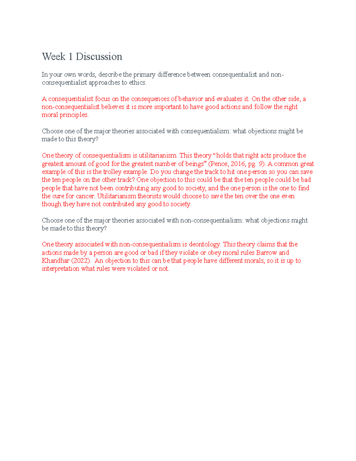 Week 1 Discussion - Week 1 Discussion In your own words, describe the primary difference between ...