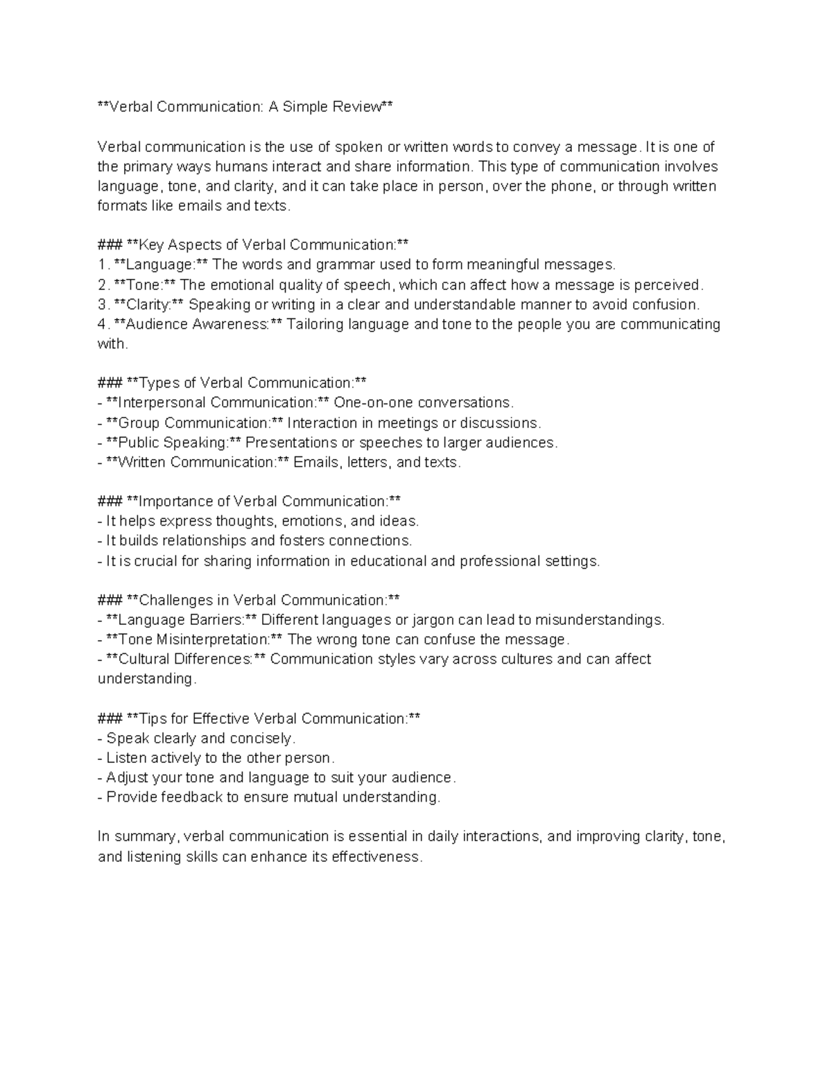 R3 - good - Verbal Communication: A Simple Review Verbal communication ...