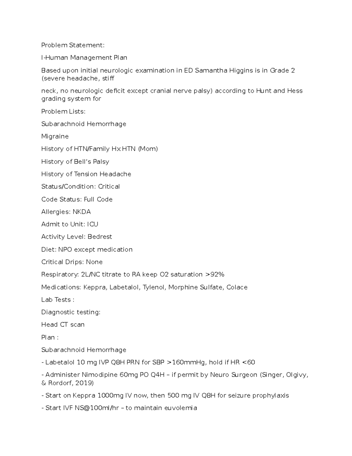 Ihuman headache - Problem Statement: I-Human Management Plan Based upon ...