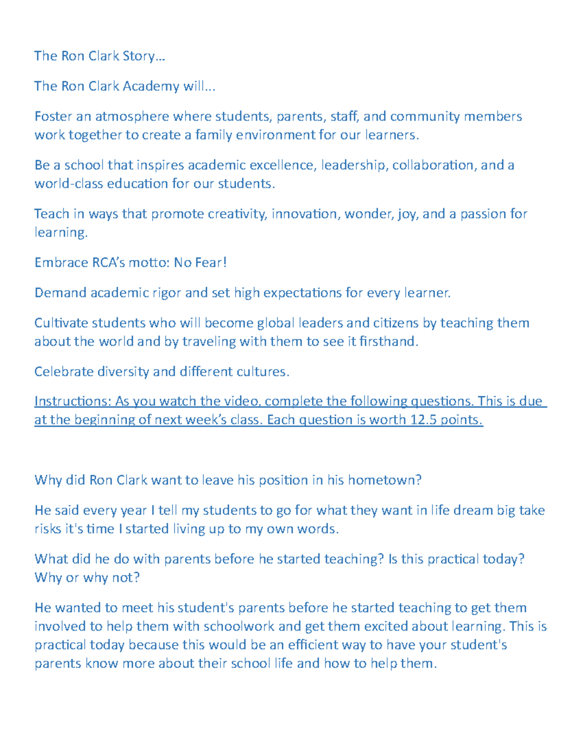 The Ron Clark Story - Revised (1) - The Ron Clark Story... The Ron ...