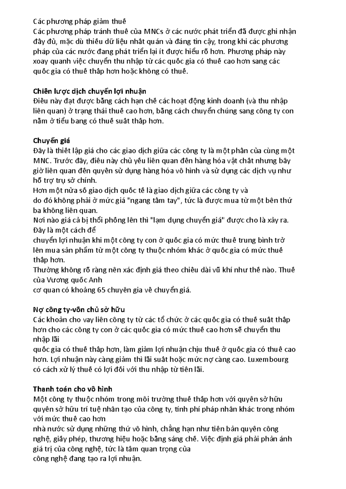 Các phương pháp giảm thuế - Các ph ng pháp gi m thuếếươả Các ph ng pháp tránh thuếế c a MNCs các ...