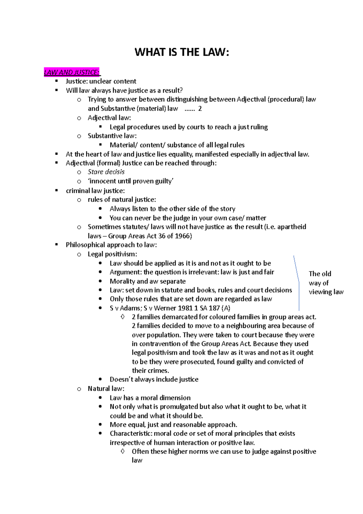 Introduction to law 171 - WHAT IS THE LAW: LAW AND JUSTICE: Justice ...