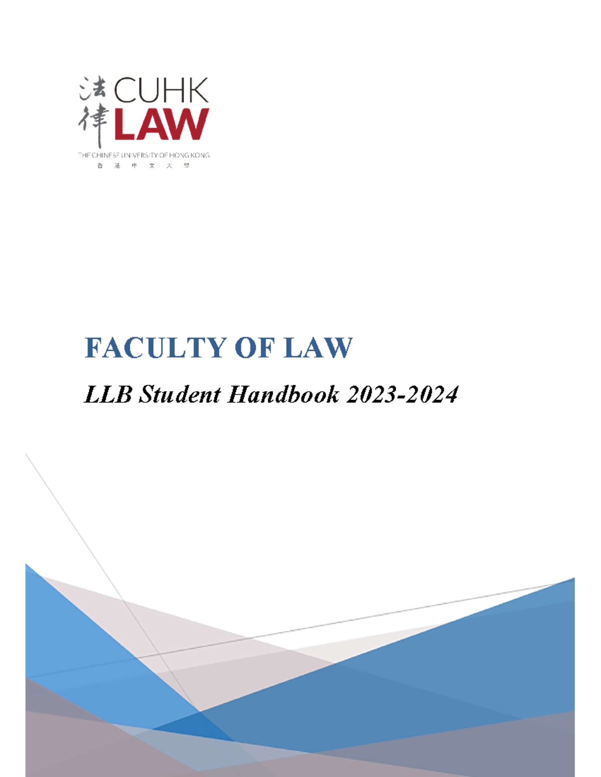 LLB Student Handbook 2023-24 - FACULTY OF LAW TABLE OF CONTENTS (2 ...