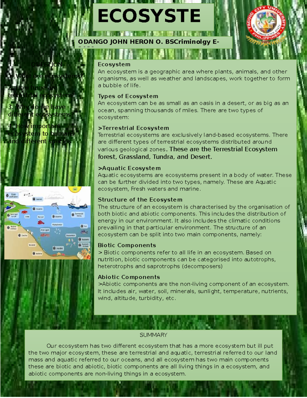 Ecosystem Activity #1 cornnels notes - ODANGO JOHN HERON O ...