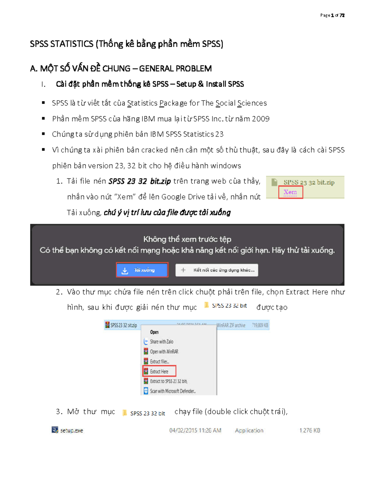 SPSS Problem - Tài liệu ôn SPSS - SPSS STATISTICS (Thống kê bằng phần mềm SPSS) A. MỘT SỐ VẤN ĐỀ ...