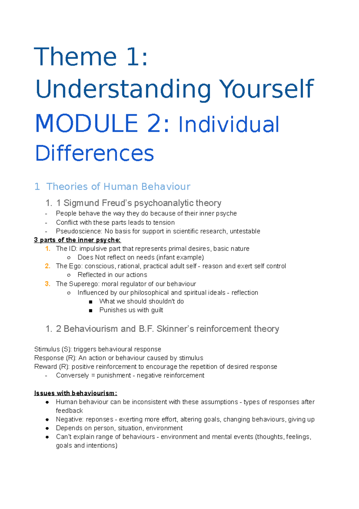 BUSS2000 - Notes - All Module content weeks 1-12 - Theme 1 ...