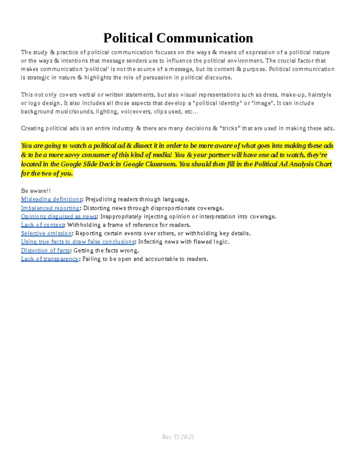 Political Ads Analysis - Google Docs - Political Communication The ...