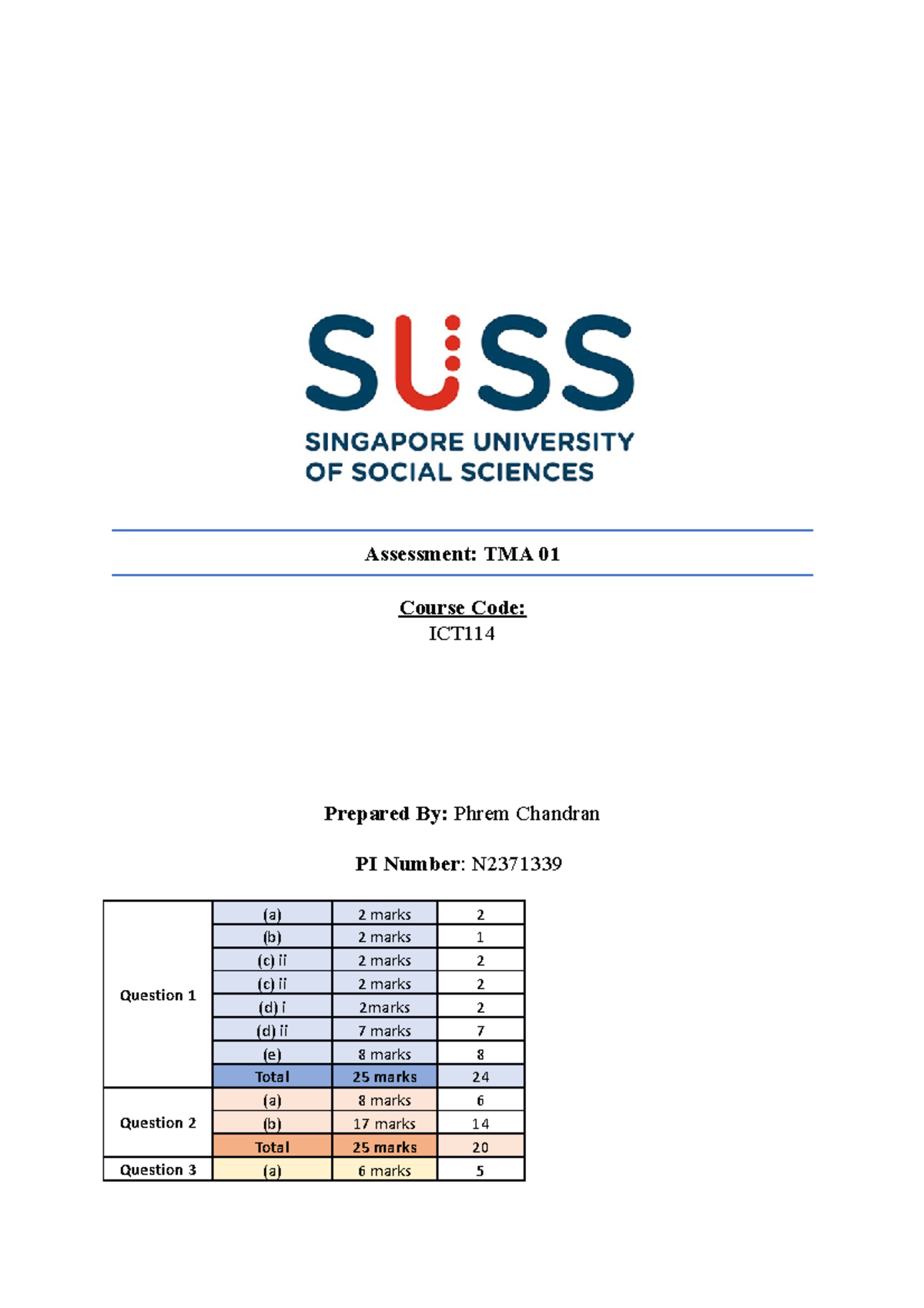 ICT 114 TMA SUSS - Course Code: 2)118 rem 0 LSB 64 32 16 8 4 2 1 (2n) 2 ...