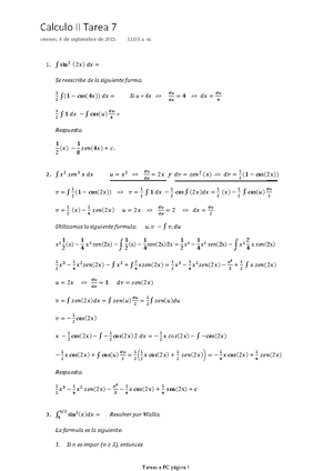 Formulas de integracion - Calculo 2 - Studocu