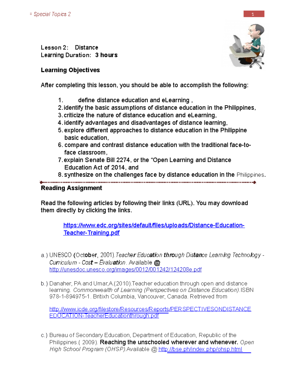 Module 2 Distance Learning - Education - Studocu