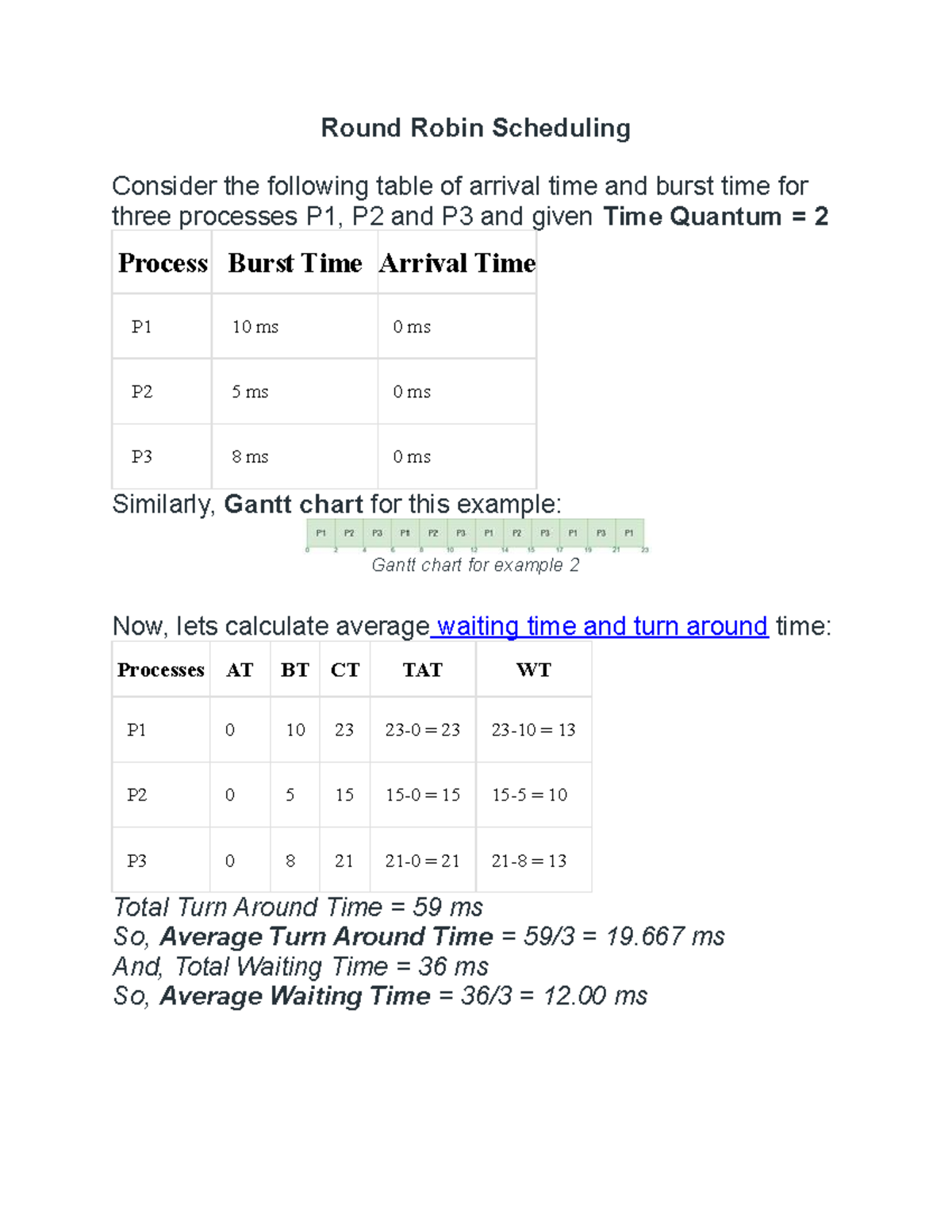 Round Robin Scheduling - Round Robin Scheduling Consider the following table of arrival time and ...