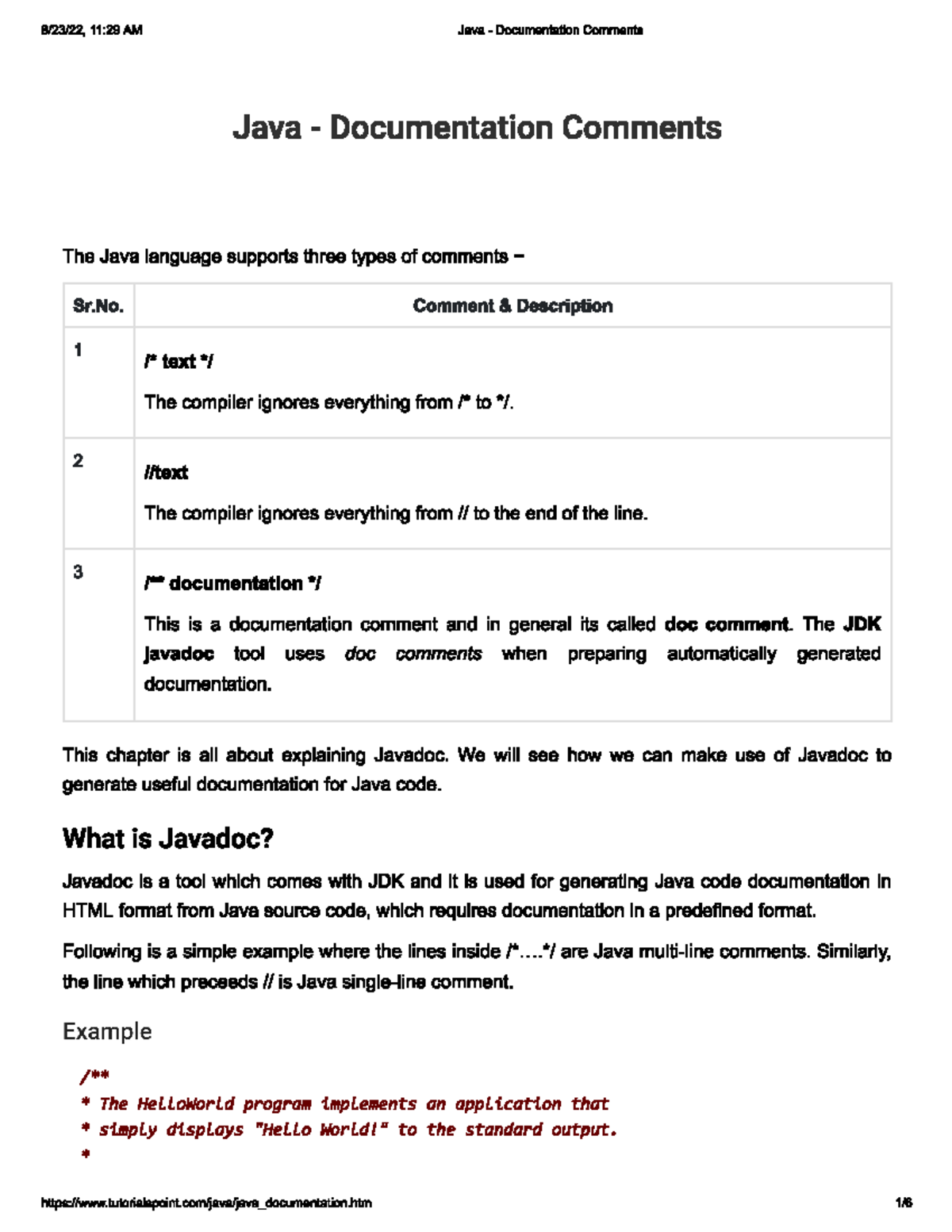 Java docc - The Javadoc is useful material for student - Computer ...