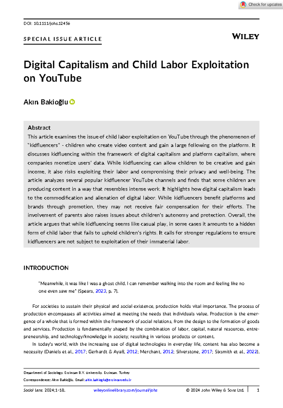 Sociology Lens - 2024 - Bakioğlu - Digital Capitalism and Child Labor ...