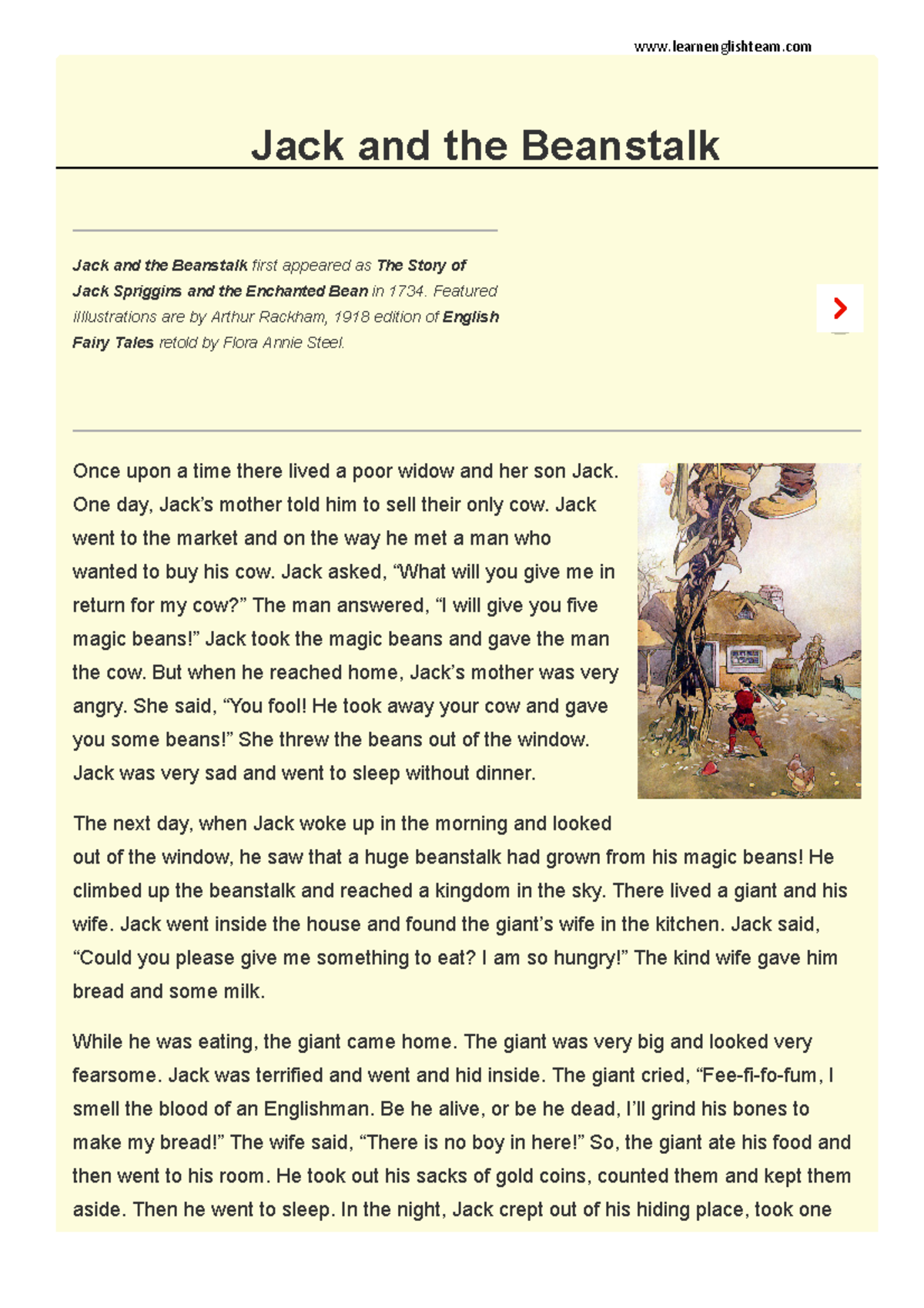 Childrens stories jack and the beanstalk www - Jack and the Beanstalk ...