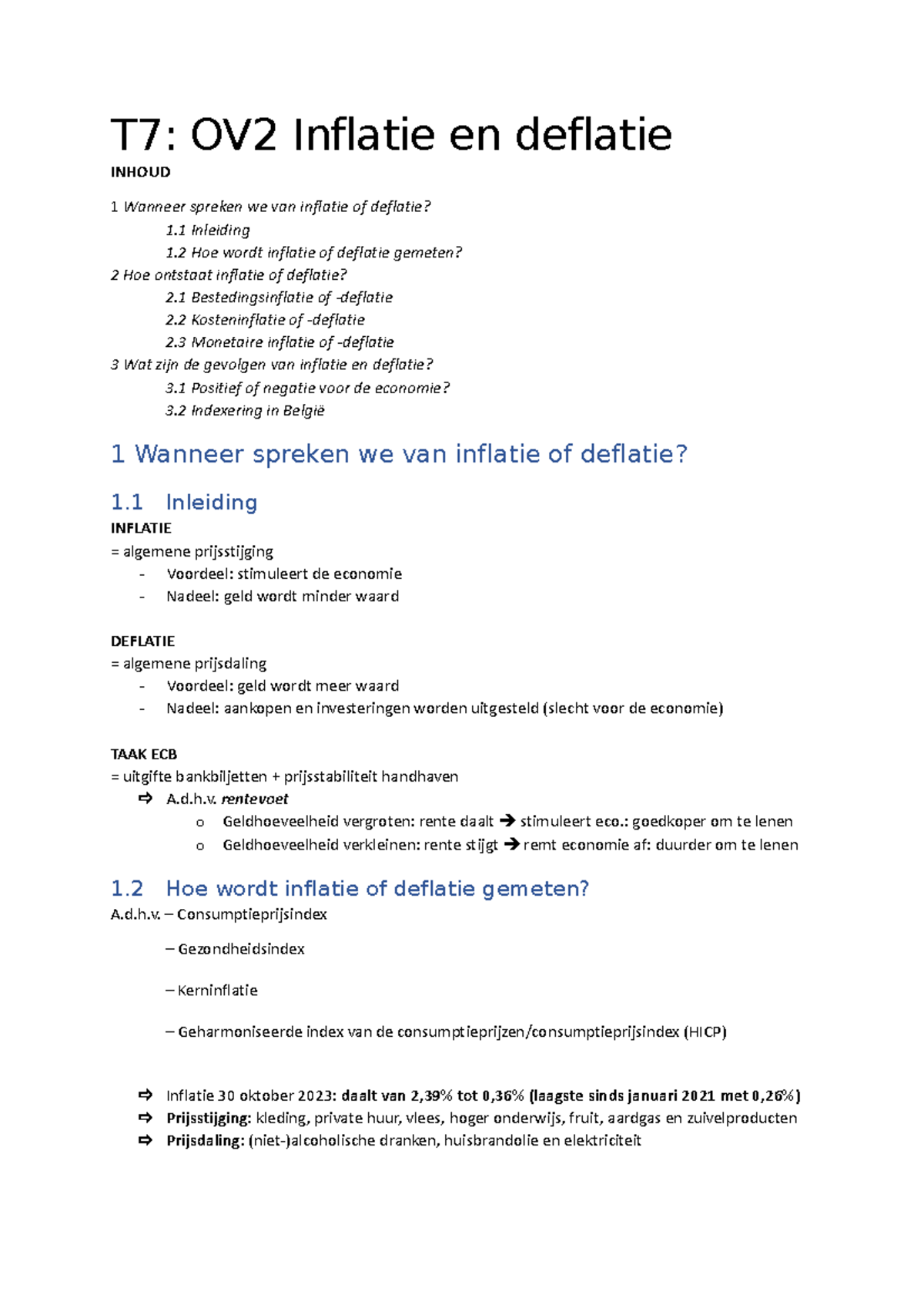 T7 OV2 - Thema 7 - OV2 - T7: OV2 Inflatie en deflatie INHOUD 1 Wanneer ...