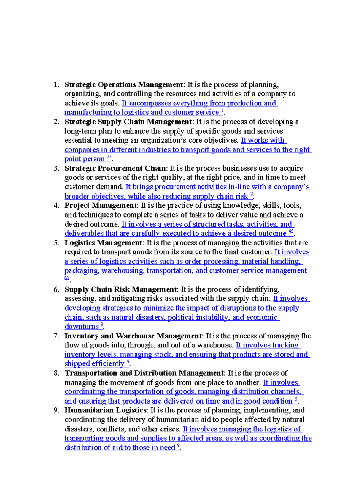 Terminologies - Strategic Operations Management: It is the process of ...
