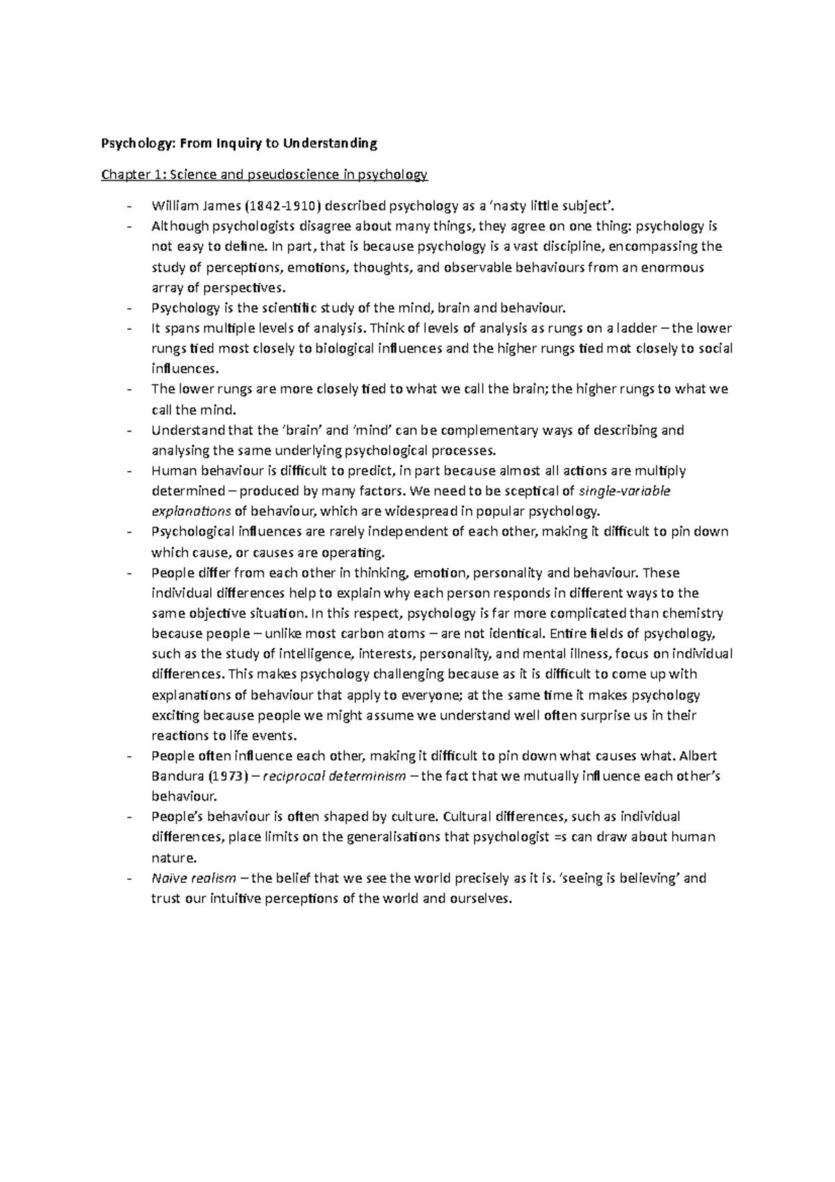 Chapter 1, Sections 1.1, 1 - Psychology: From Inquiry to Understanding ...