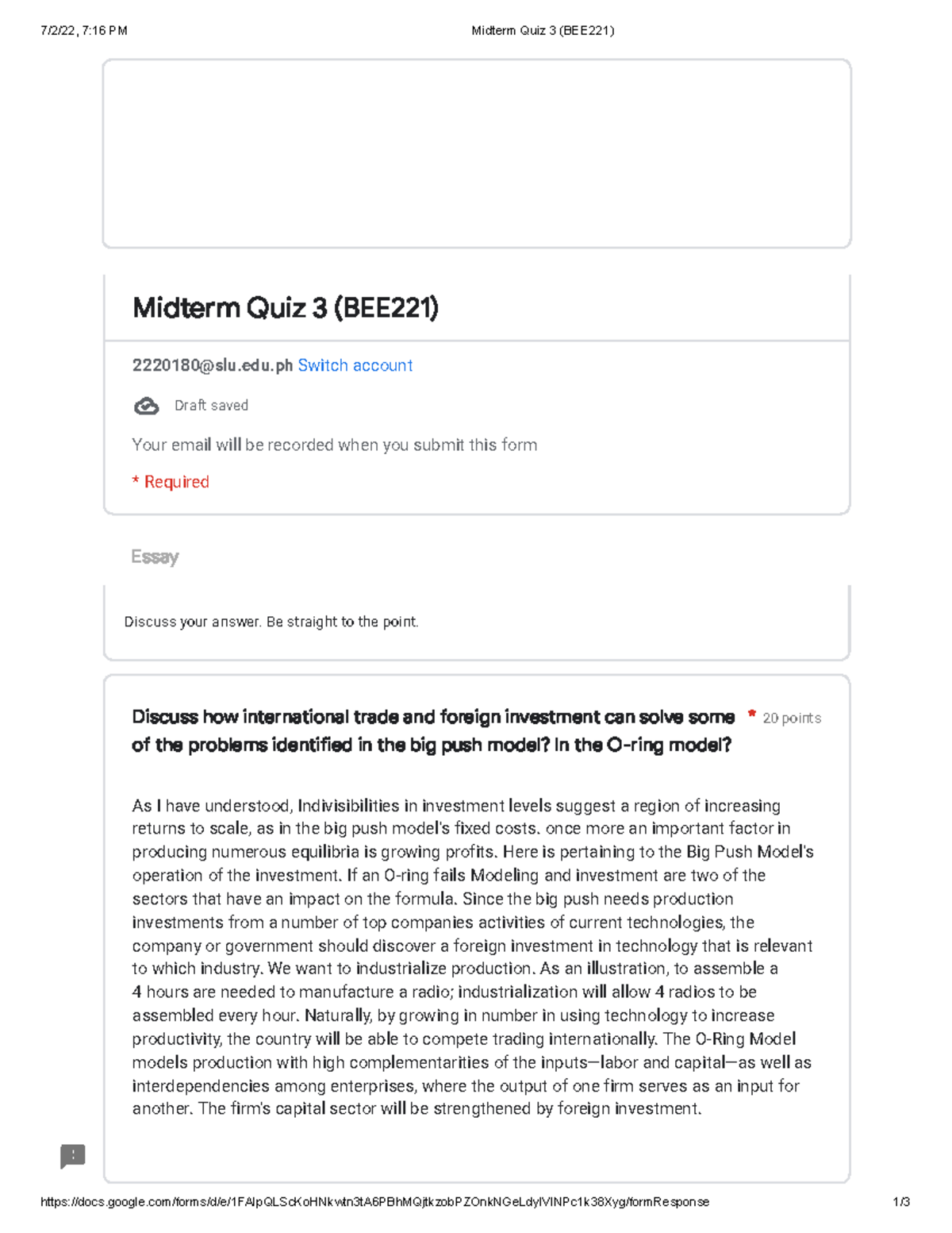 Midterm Quiz 3 (BEE221) - 7/2/22, 7:16 PM Midterm Quiz 3 (BEE221) - Studocu