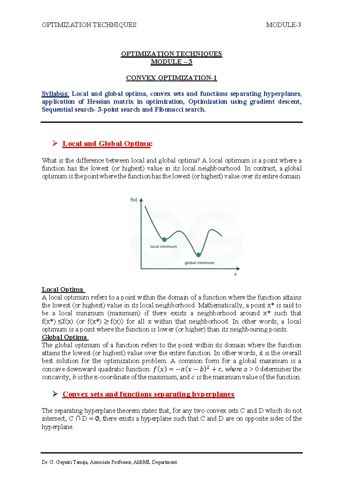 OT- Module-3 - Notes - OPTIMIZATION TECHNIQUES MODULE – 3 CONVEX ...