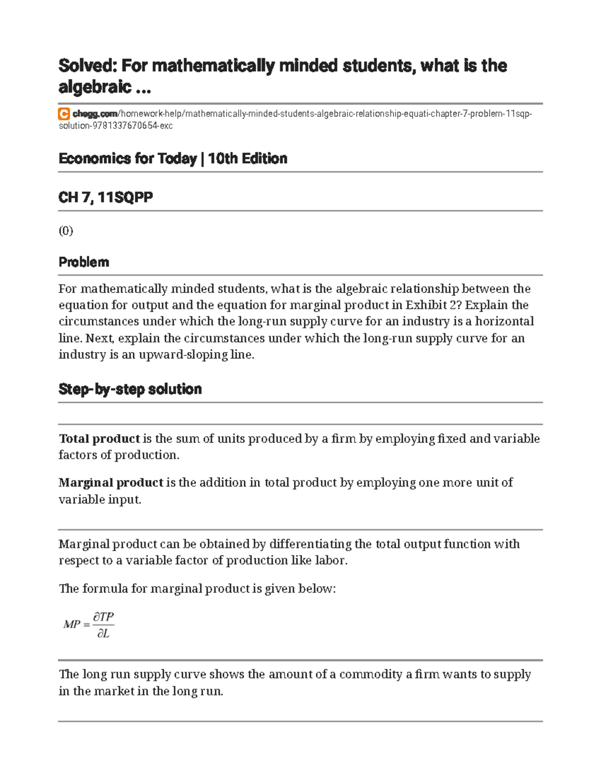 Solved For mathematically minded students, what is the algebraic ...