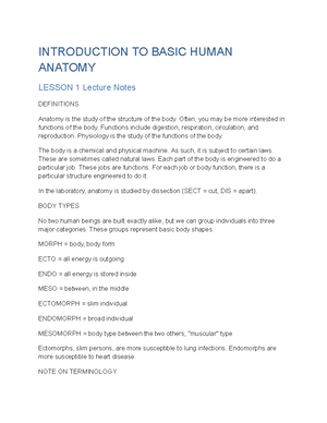 Anatomy Chp 1-4 Notes - Chapter 1 The Human Body: An Orientation Terms ...