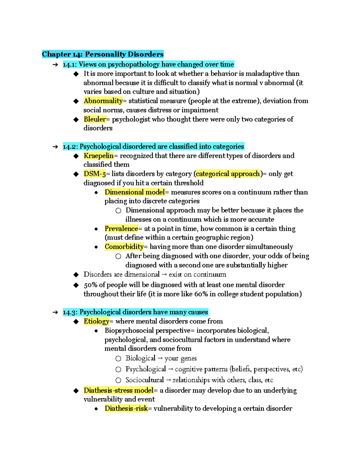 PSYC 0001 Chapter 14 - Gherman - Chapter 14: Personality Disorders 14 ...