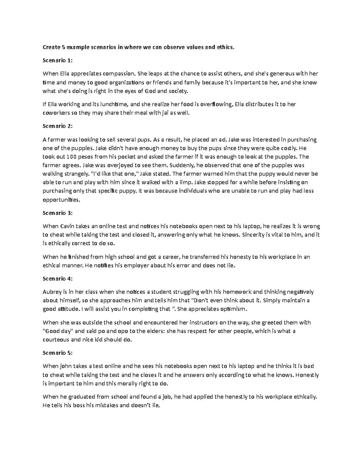 Assignment - wqeqweqwe - Create 5 example scenarios in where we can ...