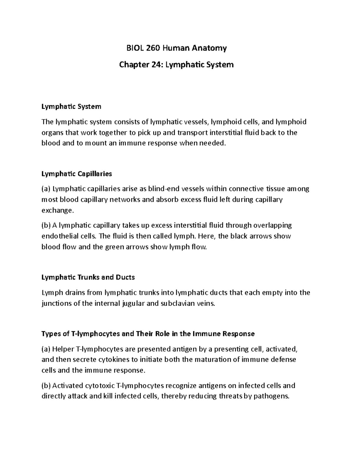 Anatomy Chapter 24 Important Biol 260 Biol 260 Human Anatomy