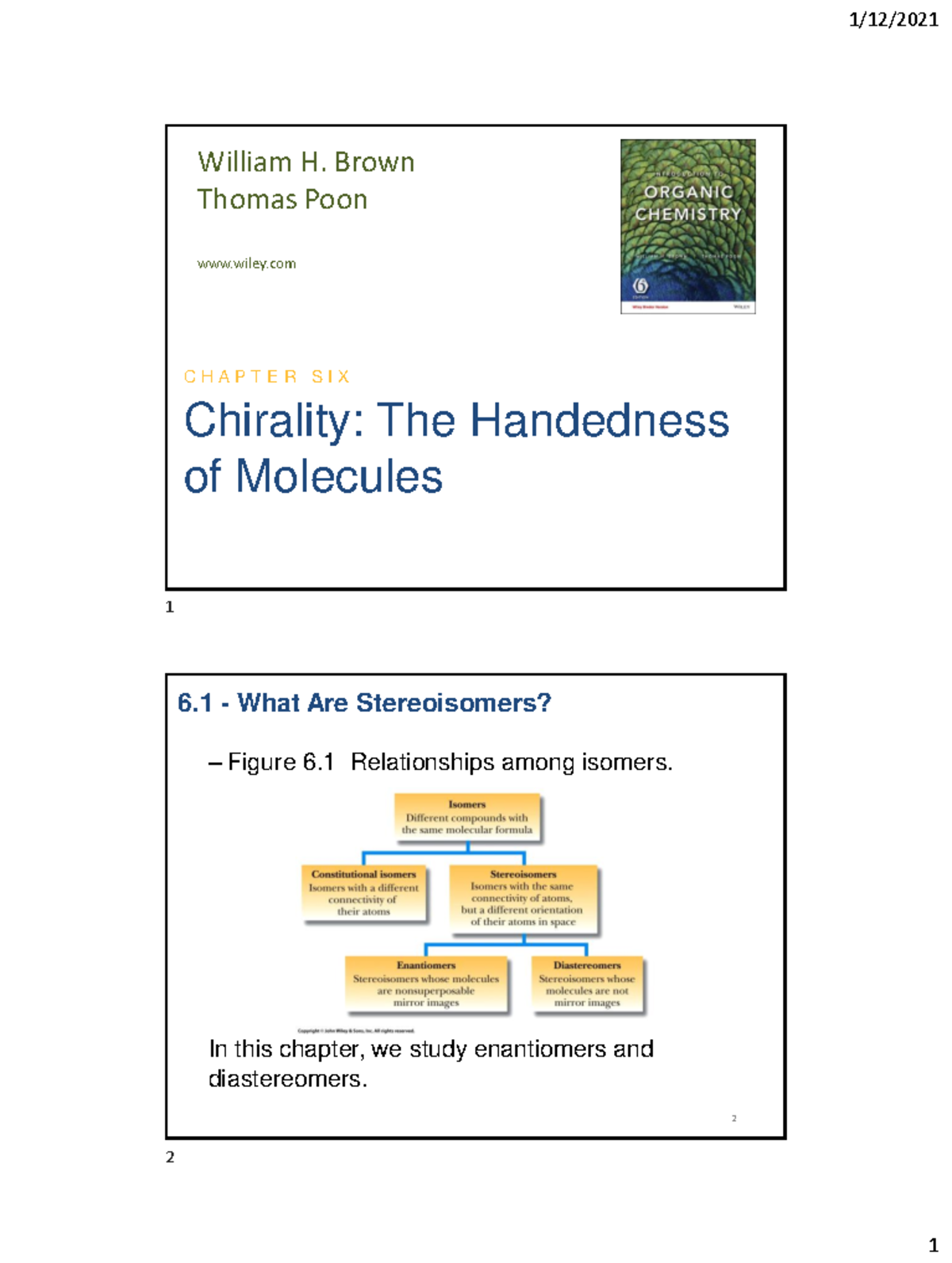 Unit 3 - Chapter 06 Chirality W2021 - C H A P T E R S I X Chirality ...