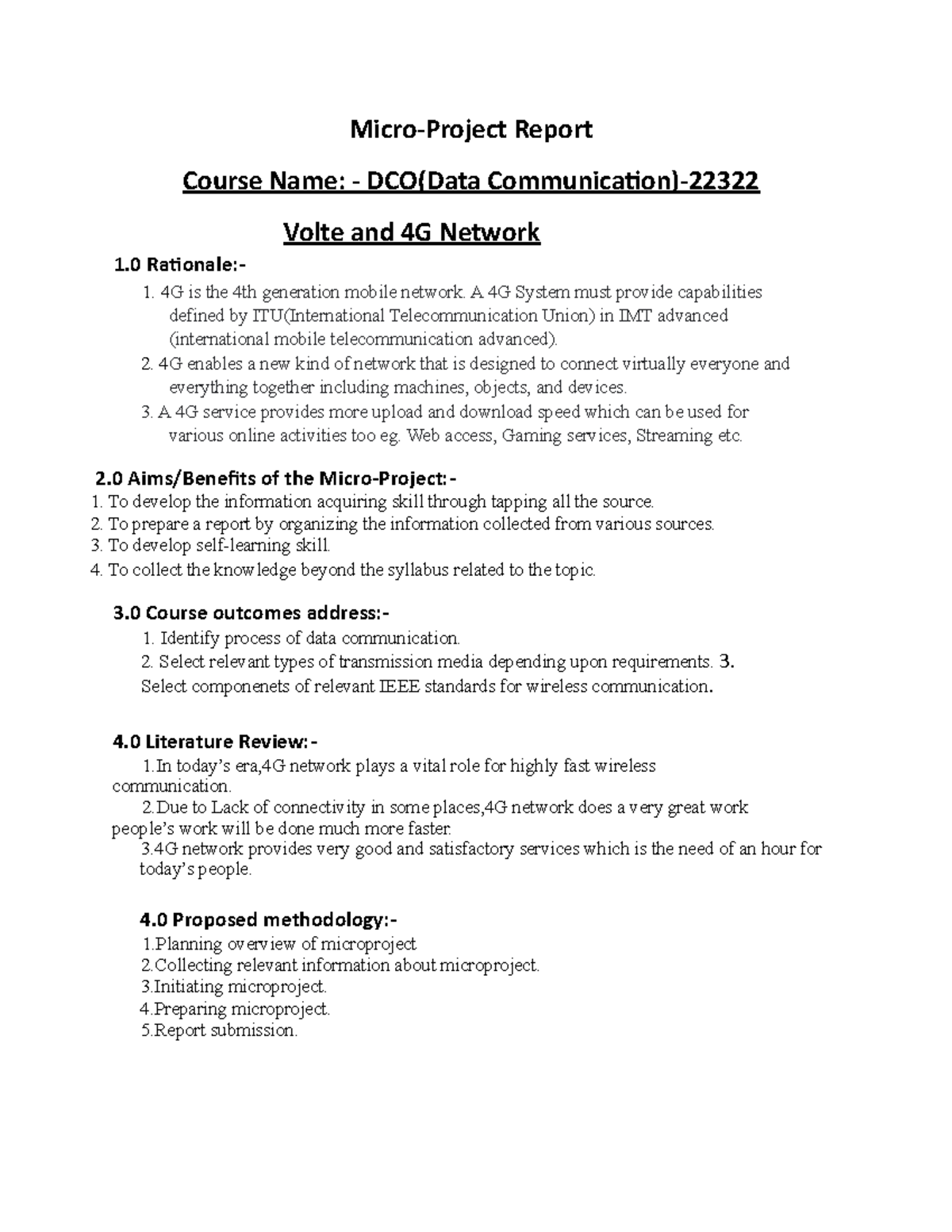 DCO Report - Format B - Report Course Name: DCO(Data Volte and 4G ...