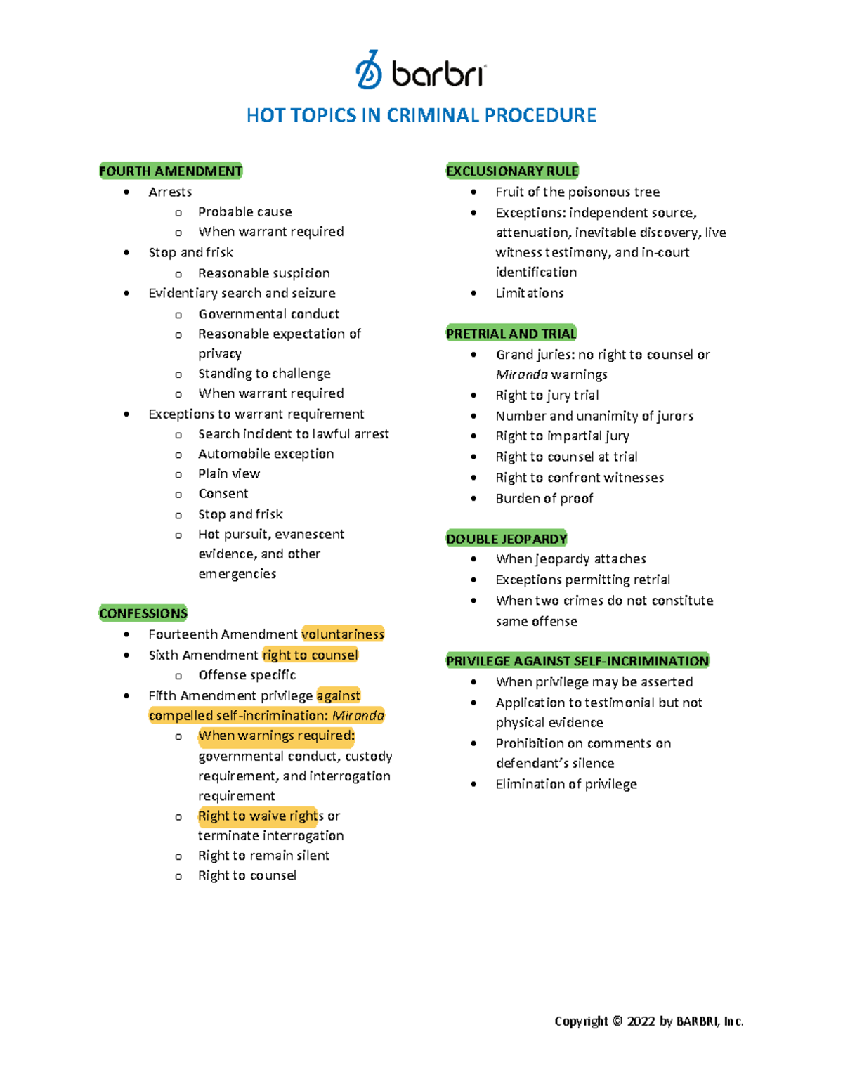 CRIM PRO - hot topics - HOT TOPICS IN CRIMINAL PROCEDURE Copyright ...