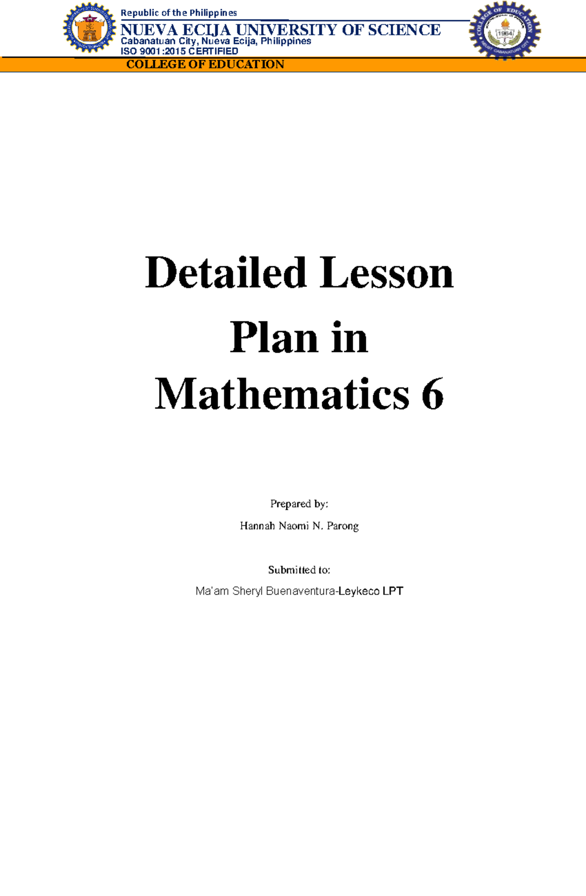 Detailed-Lesson-Plan- Math - ` Cabanatuan City, Nueva Ecija ...