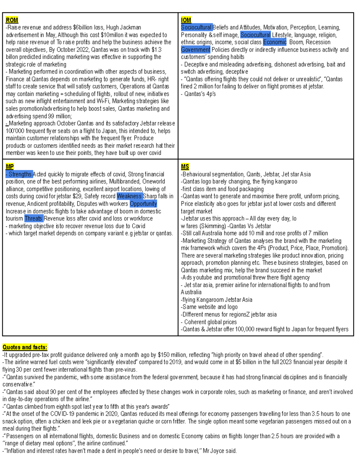 Prep notes sheet Case study - ROM -Raise revenue and address $6billion ...