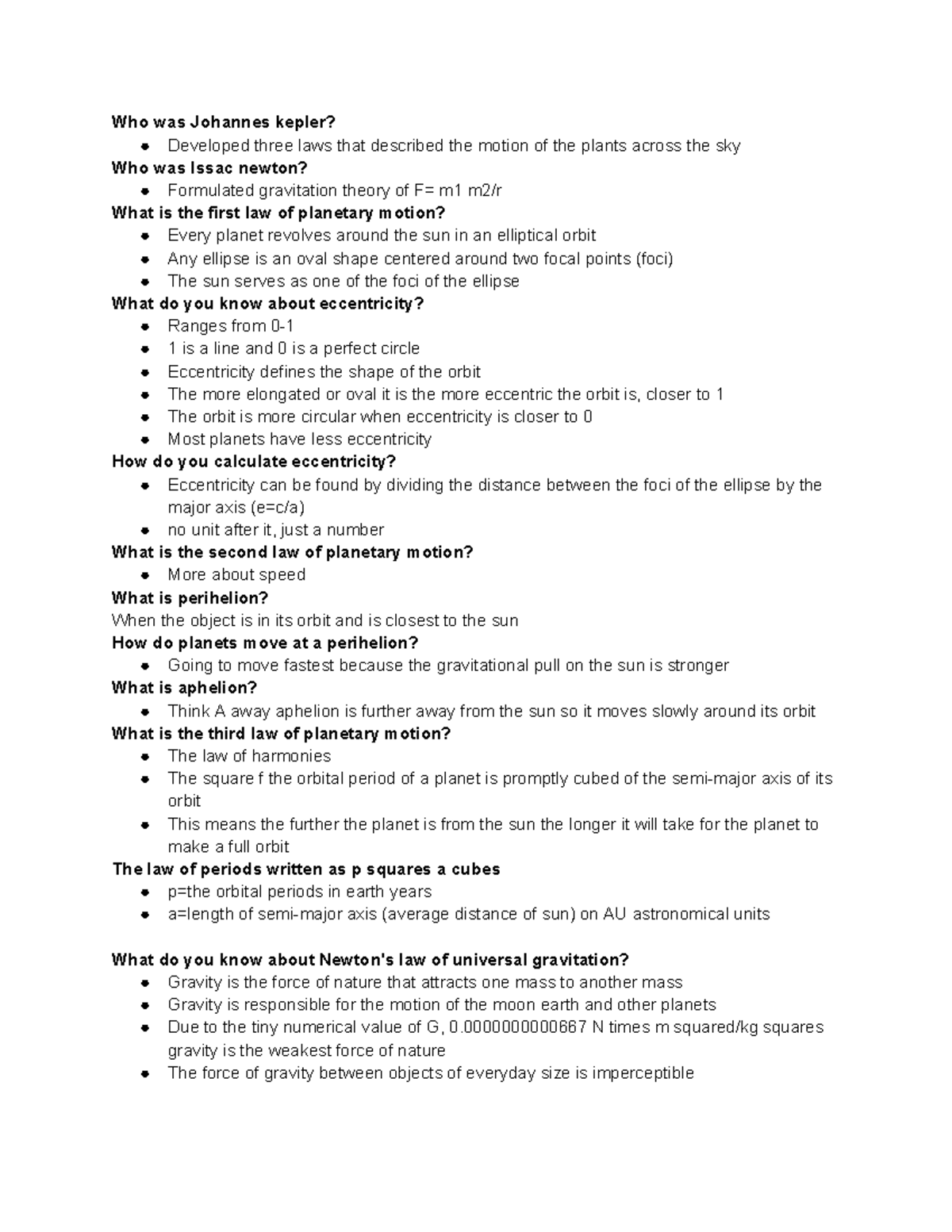 Science notes - newton and Kepler's laws - Who was Johannes kepler ...
