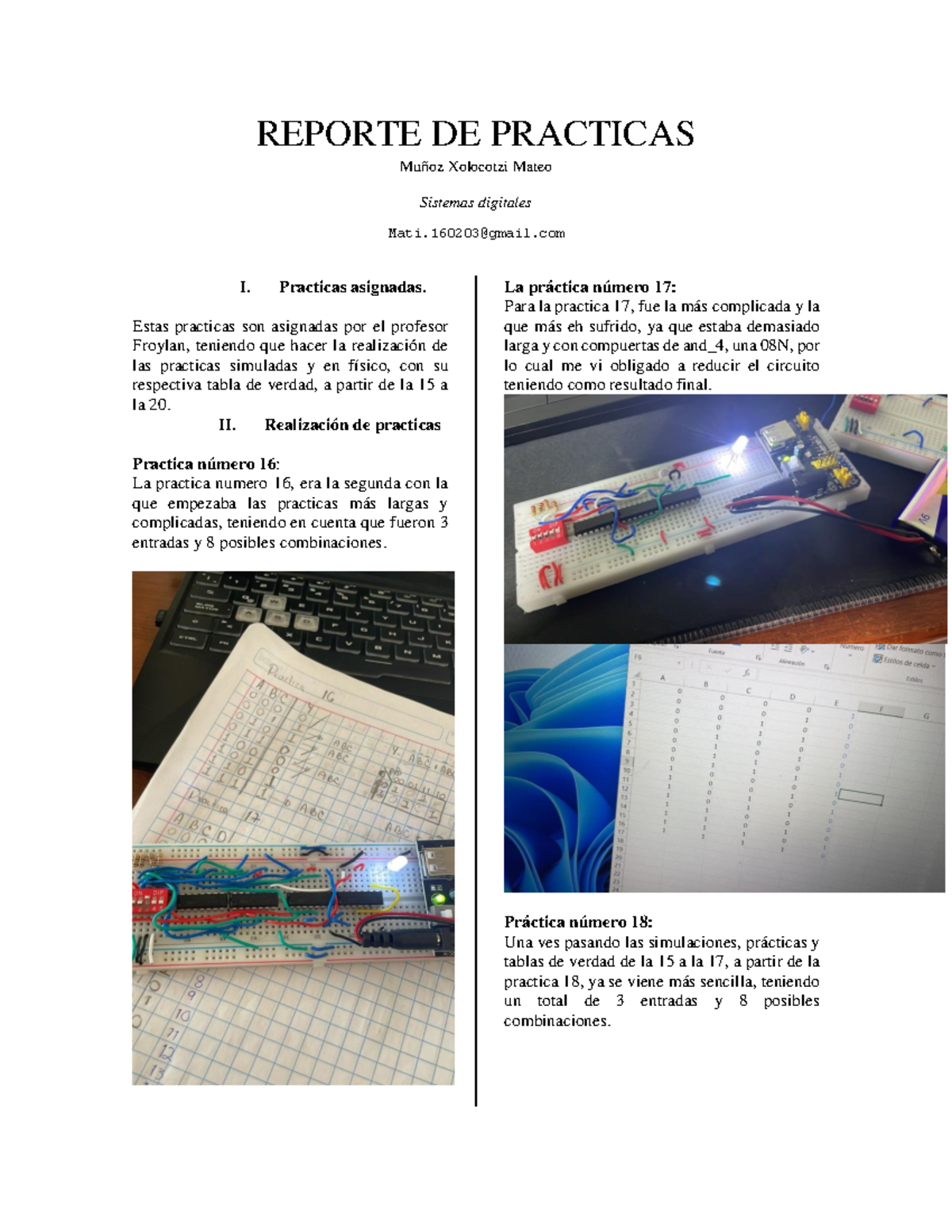 IEE reporte froy practica 15 a 20 - REPORTE DE PRACTICAS Muñoz Xolocotzi Mateo Sistemas ...